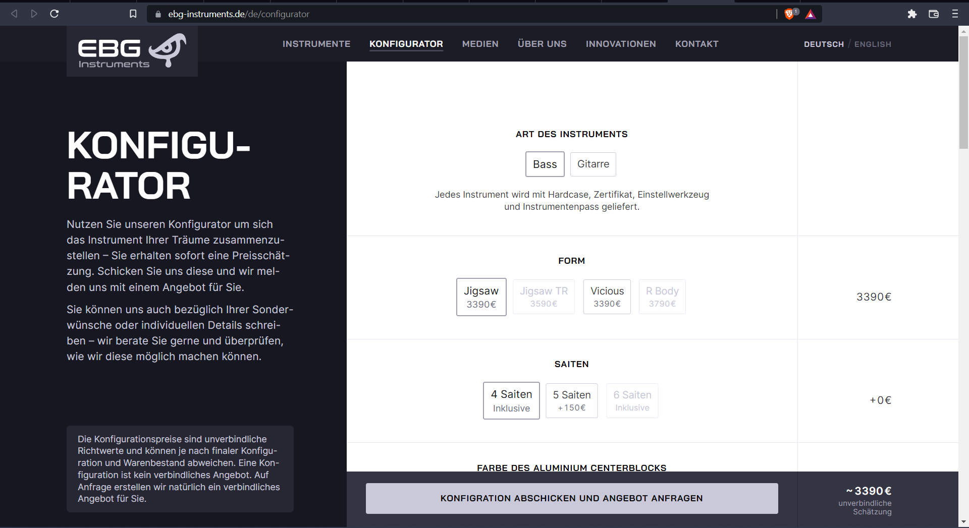 ebg instruments | Configurator Database