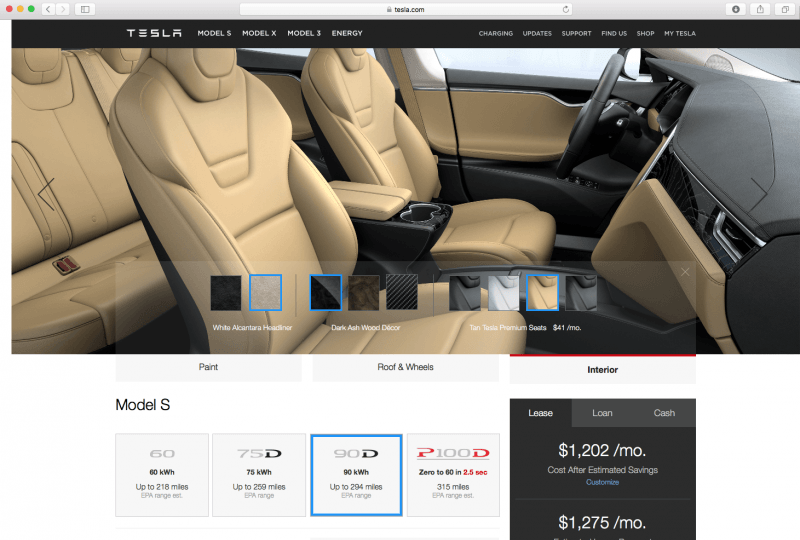 Tesla Motors | Configurator Database