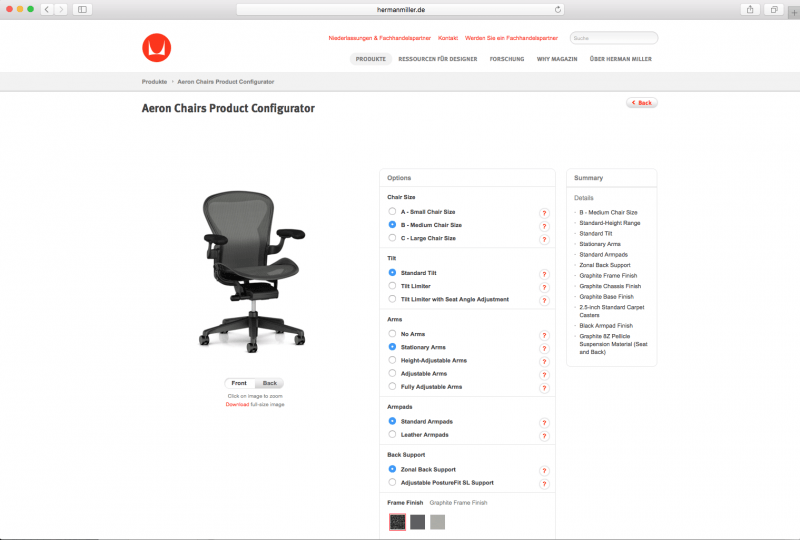 Herman miller aeron configurator store